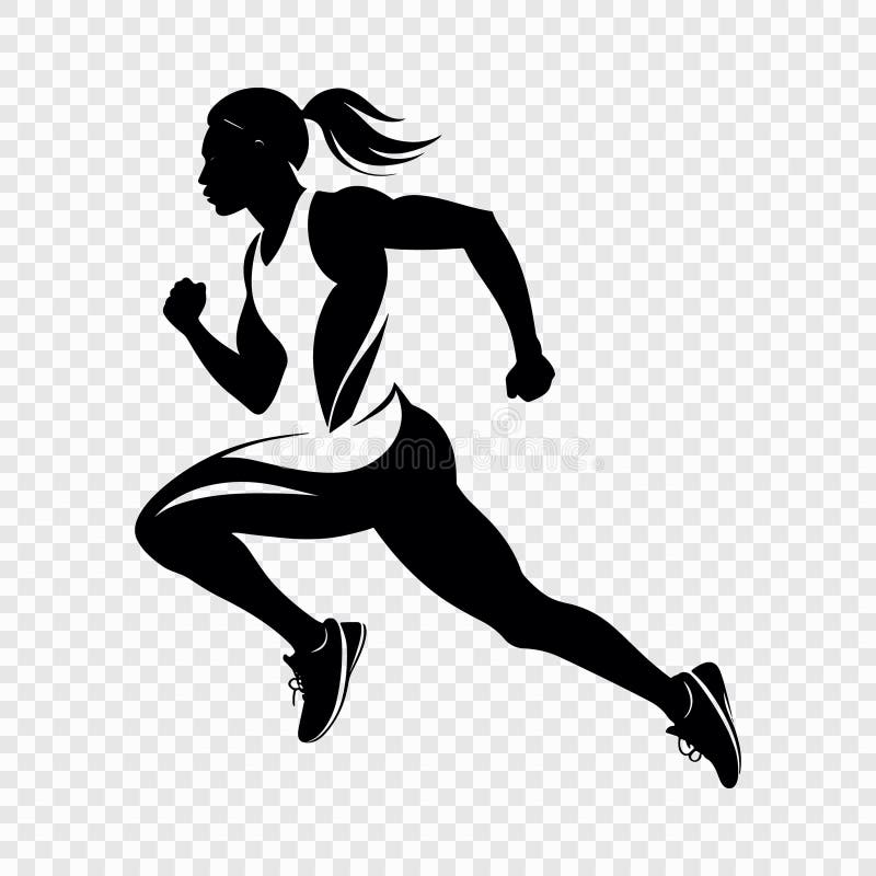 Female Runner Silhouette in Motion on Transparent Background Stock ...