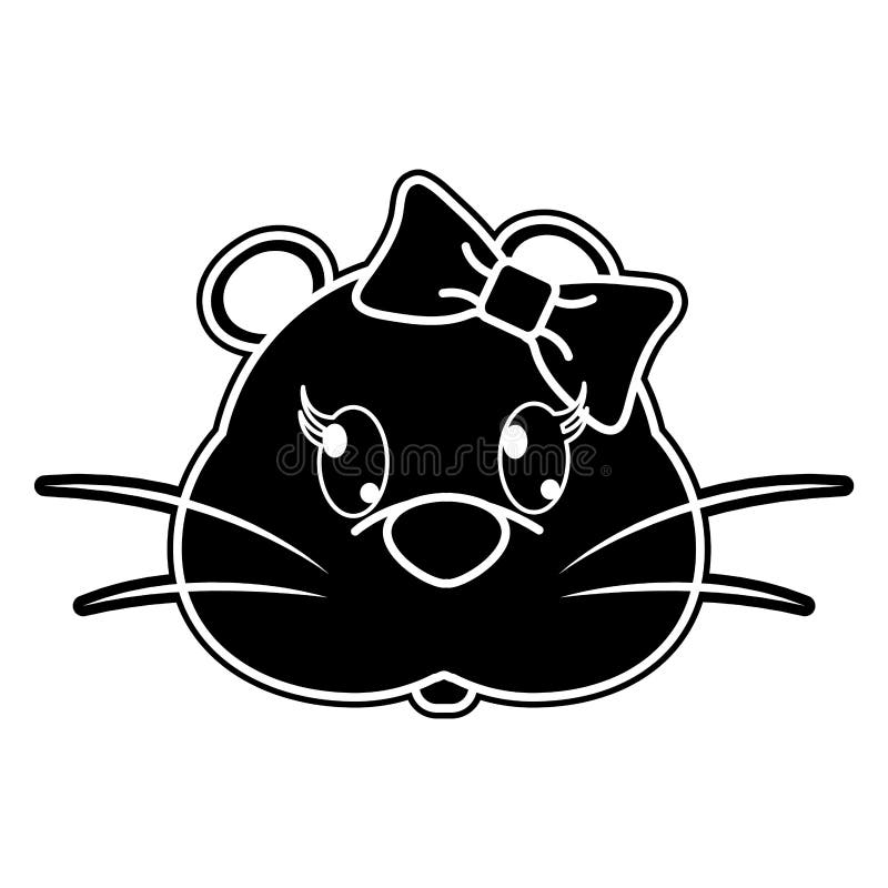 Silhouette Female Mouse Head Cute Animal Stock Vector - Illustration of ...