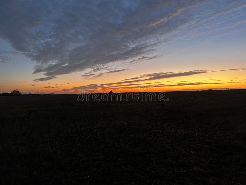 Silhouette of Field during Sunset Stock Image - Image of lush, heaven ...