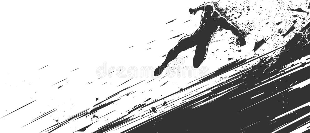 Silhouette of a Figure Jumping in Dynamic Abstract Black and White Art ...