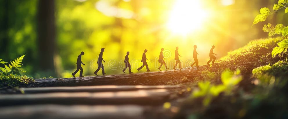 The Silhouette of Figures Illustrates the Stages of Human Evolution ...