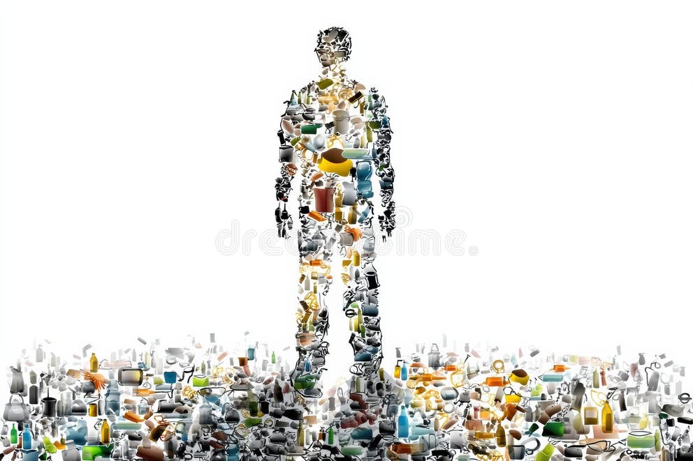 Silhouette Filled with Garbage Represents the Impact of Consumption on ...