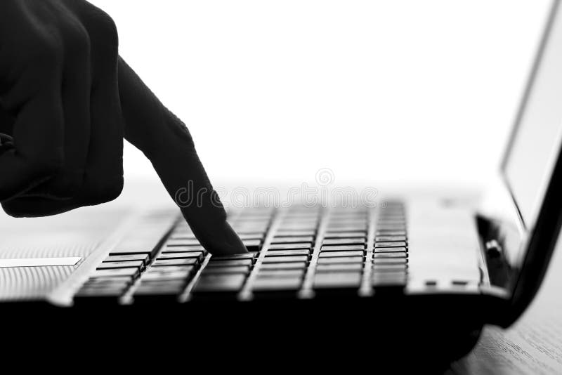 Silhouette of the Finger Press a Key on the Keyboard Stock Image ...
