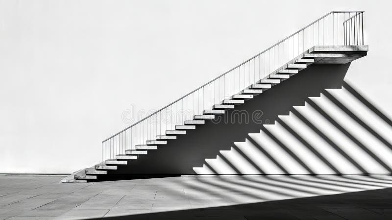 The Silhouette of a Fire Escape Staircase Cast on a White Cement Wall ...