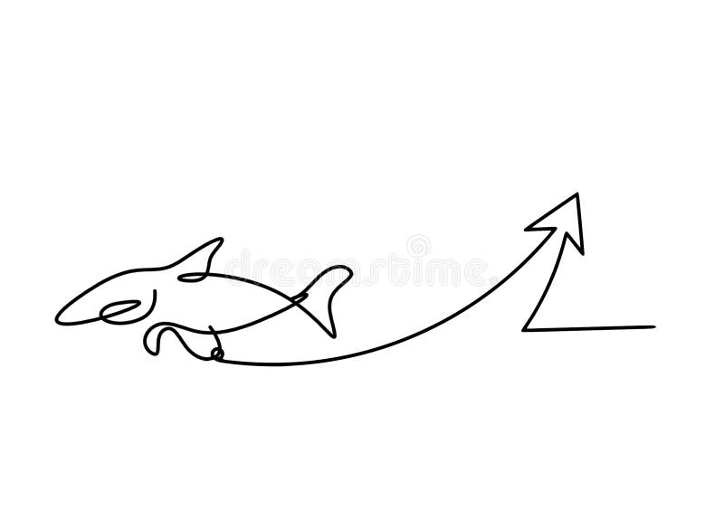 Silhouette of Fish and Arrow As Line Drawing on White Stock ...