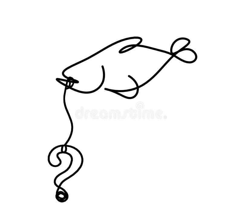 Silhouette of Fish and Question Mark As Line Drawing on White Stock ...