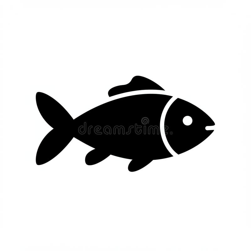 Silhouette of a Fish with a Streamlined Body. Features Include a ...
