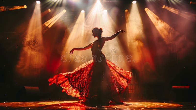 Silhouette of Flamenco Dancer with Dramatic Lighting. Performance and ...