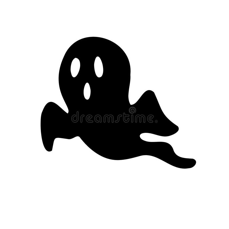Silhouette of a Floating Ghost with Oval Eyes on White Backgroun Stock ...