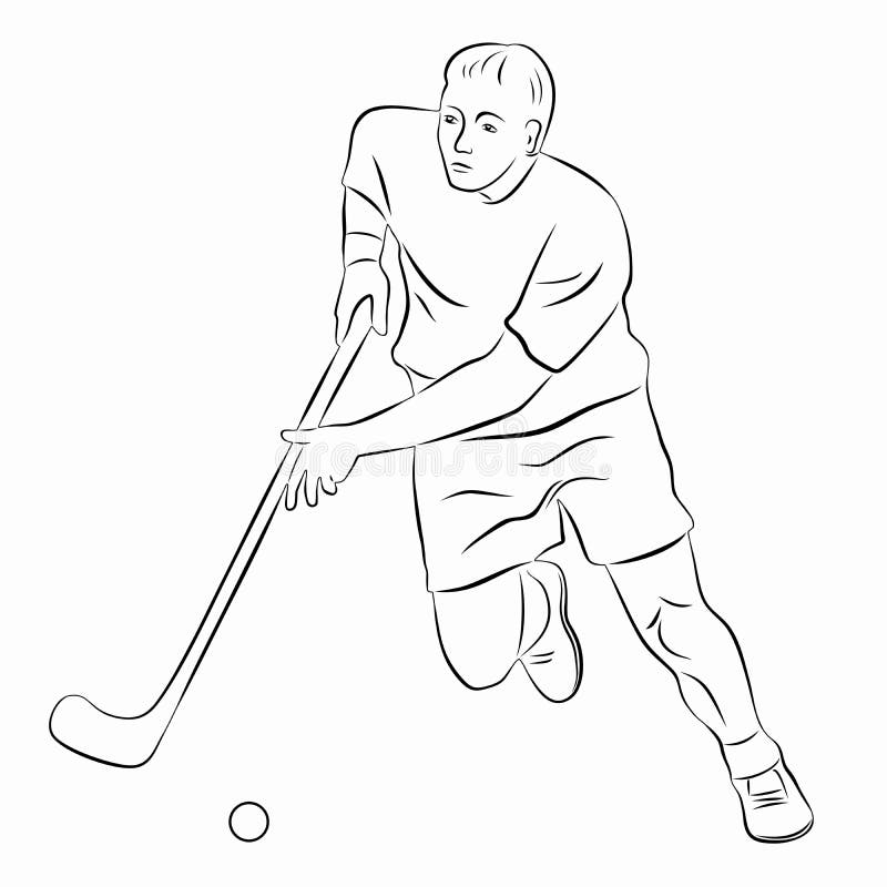 Silhouette of Floorball Player, Vector Draw Stock Vector - Illustration ...