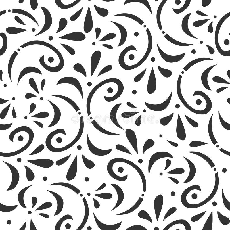 Silhouette of a Floral Pattern Seamless Cut File Vector Black and White ...