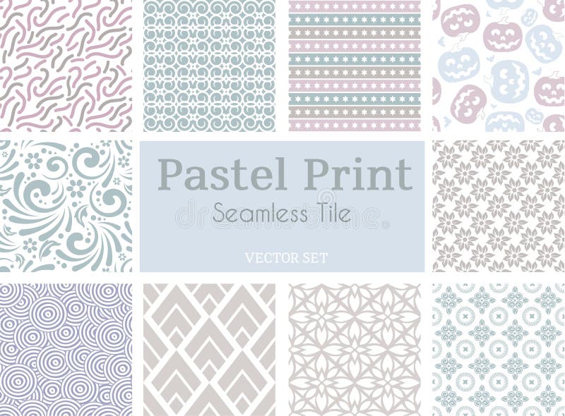 Silhouette of a Floral Pattern Seamless Tile Pastel Set Stock Vector ...