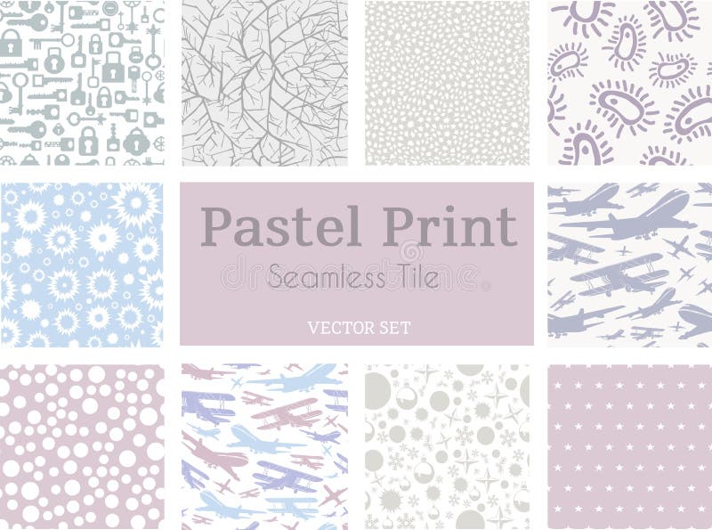 Silhouette of a Floral Pattern Seamless Tile Pastel Set Stock ...