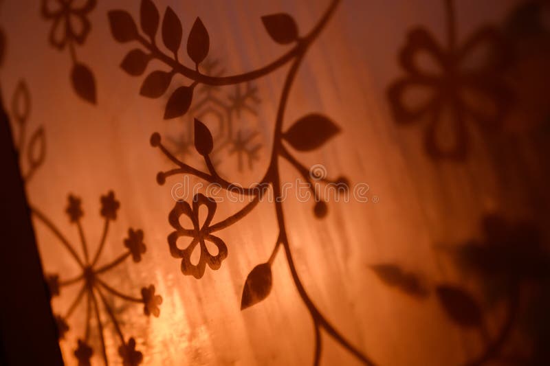 Silhouette of Floral Patterns Against Warm Ambient Light Stock Photo ...