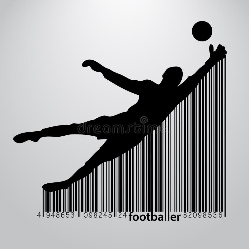 Silhouette of a Football Player and Barcode Stock Vector - Illustration ...