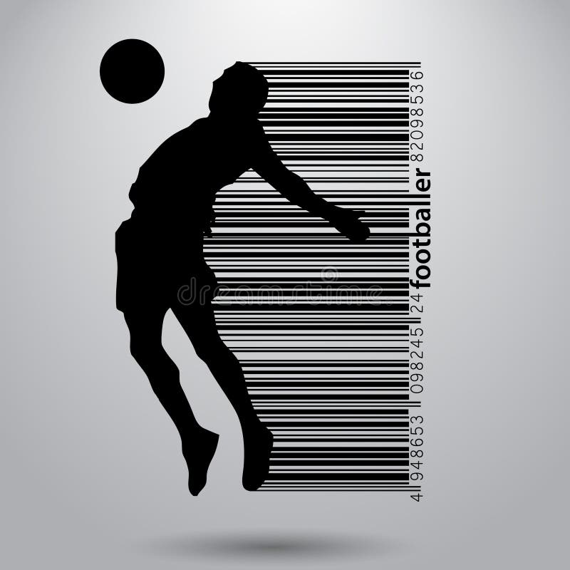 Silhouette of a Football Player and Barcode Stock Vector - Illustration ...