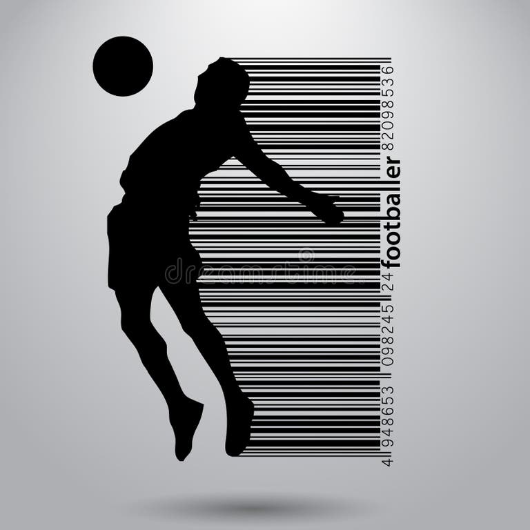 Silhouette of a Football Player and Barcode Stock Vector - Illustration ...