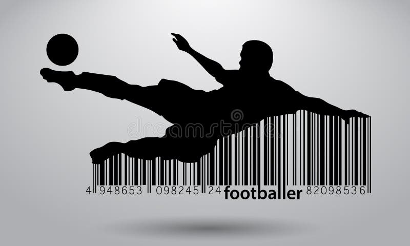 Silhouette of a Football Player and Barcode Stock Vector - Illustration ...