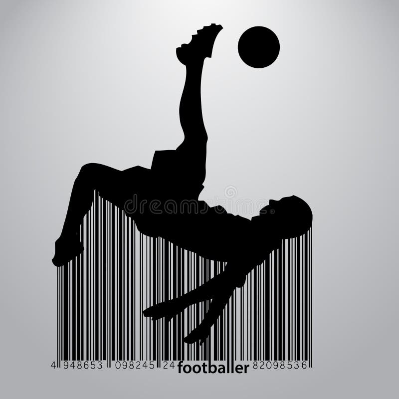 Silhouette of a Football Player and Barcode Stock Vector - Illustration ...