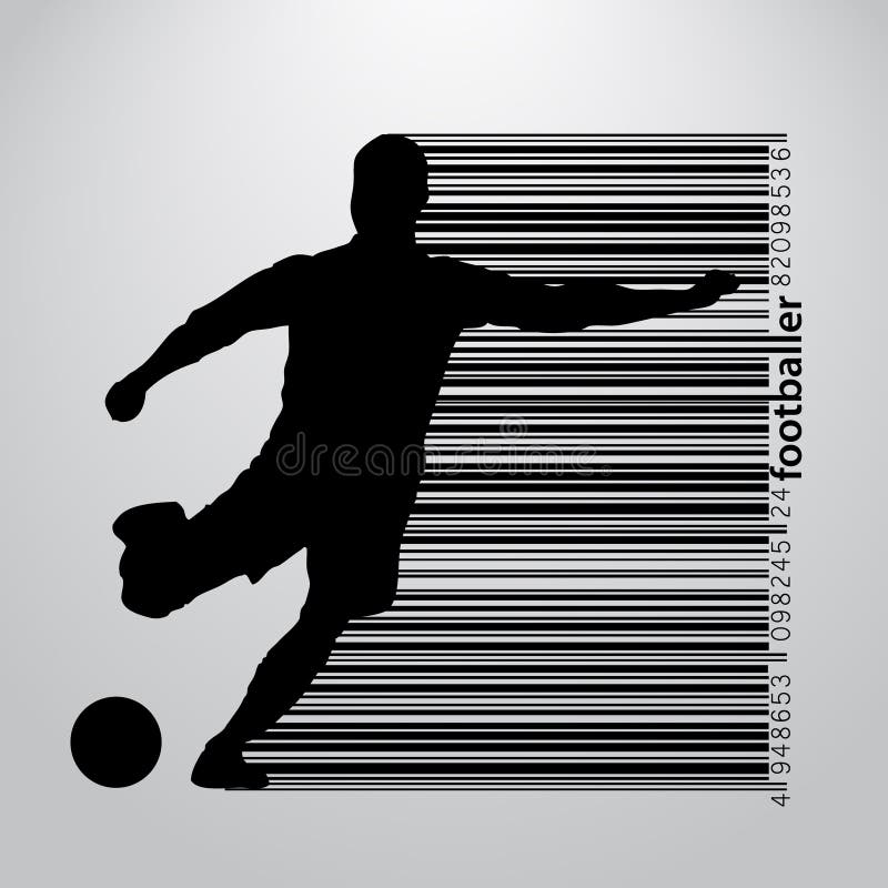 Silhouette of a Football Player and Barcode Stock Vector - Illustration ...
