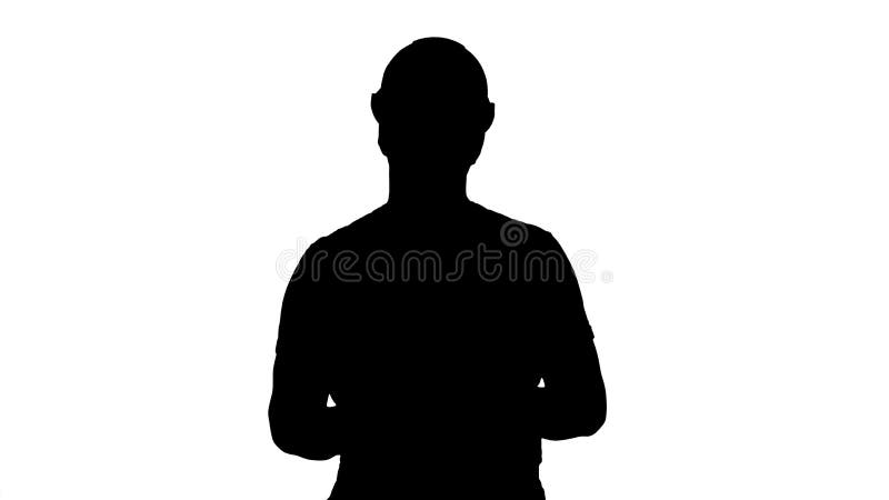 Silhouette Foreman Builder Explaining Something To Camera and Talking ... Silhouette Foreman Builder Explaining Something To Camera and Talking ...