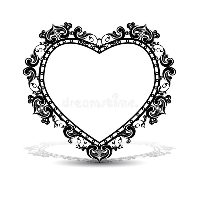 Silhouette Frame in the Shape of Heart Stock Vector - Illustration of ...