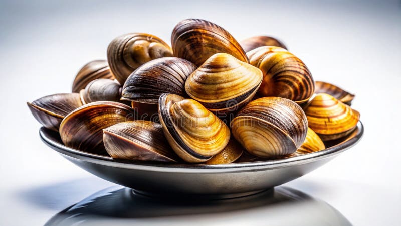 Silhouette of Fresh Isolated Clams Against a Pristine White Background ...