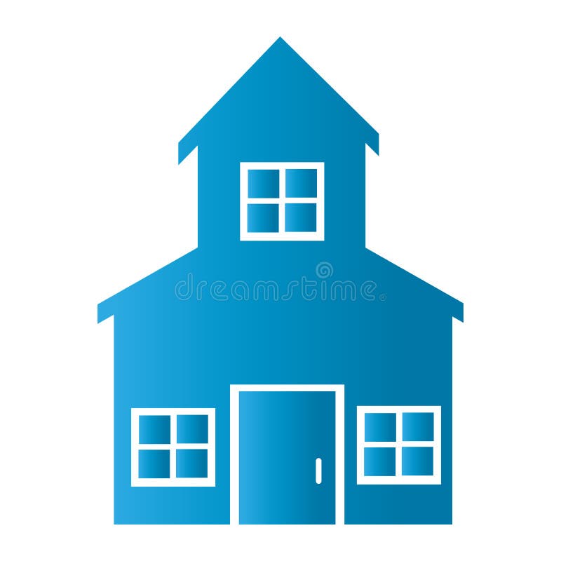 Silhouette Front View House with Two Floors Icon Flat Stock Vector ...