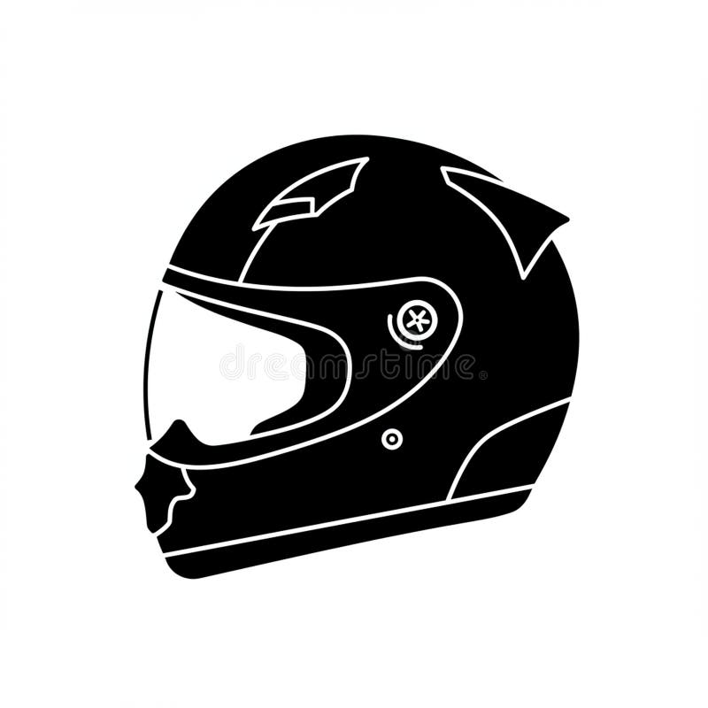 Silhouette of a Full-face Motorcycle Helmet with a Streamlined Design ...
