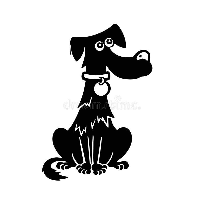 Silhouette of a Funny Dog, Comic Animal. Vector Illustration Stock ...