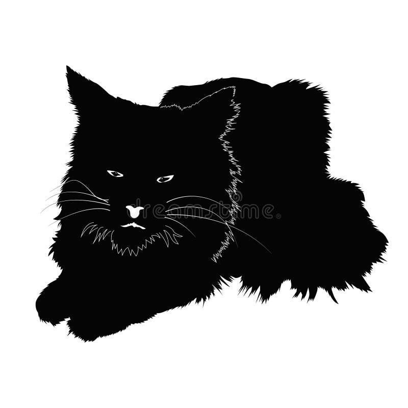 Silhouette Furry Cat, Isolated Animal Shape, Vector Stock Vector ...
