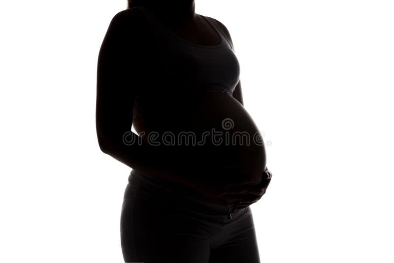 Silhouette of Future Mother Half Turned, No Face Stock Photo - Image of ...