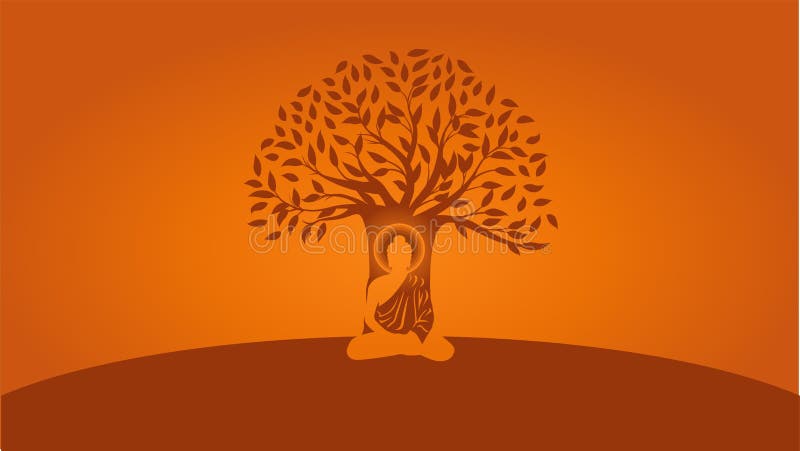 Silhouette of Gautama Buddha on Tree Background Stock Vector Stock ...