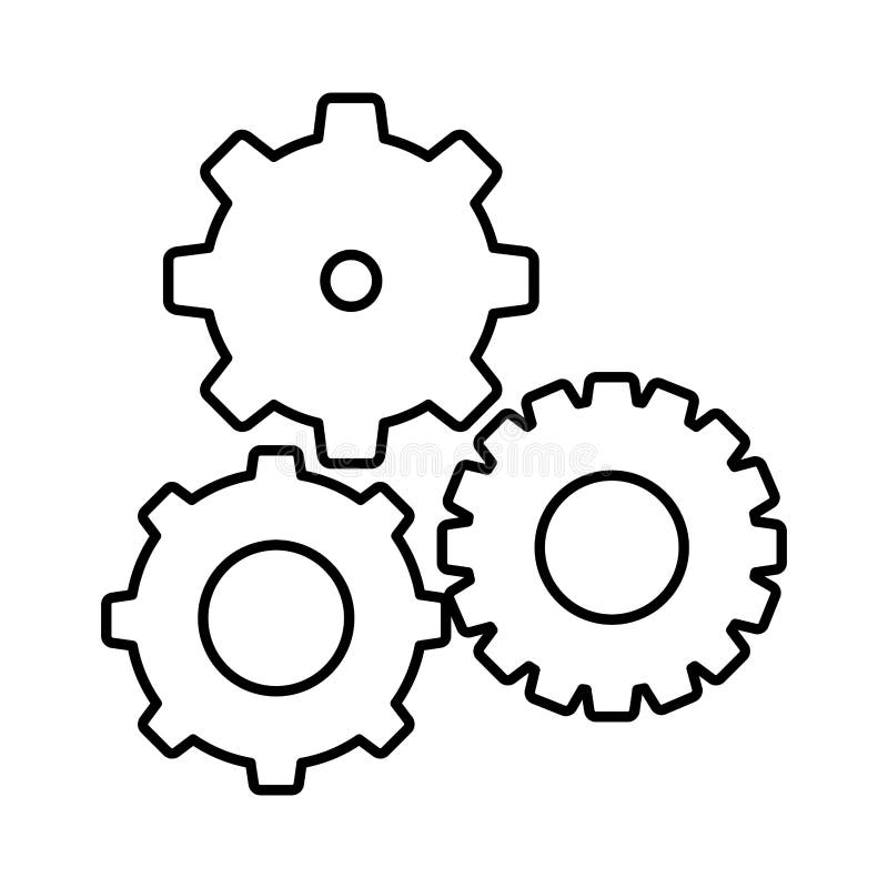 Silhouette gears sign icon stock illustration. Illustration of engine ...