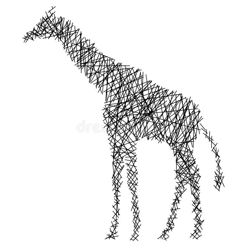 Silhouette Cat with Messy Straight Lines Vector Illustration Sketch ...