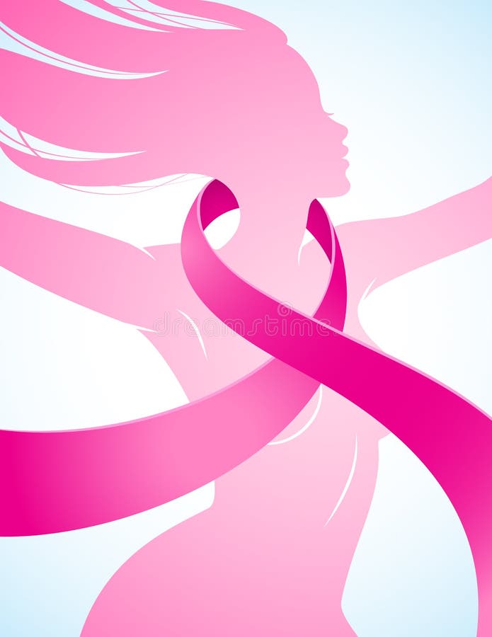 Silhouette of a Girl with a Pink Ribbon Stock Vector - Illustration of ...