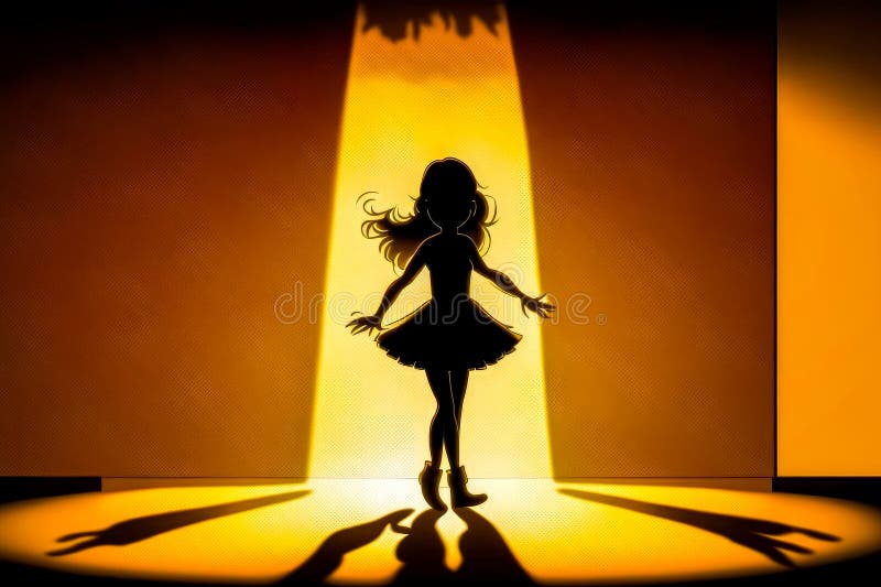 Silhouette of Girl Standing in Front of Light. Generative AI Stock ...