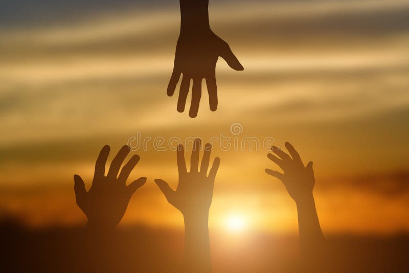 Silhouette of Giving a Help Hand, Hope and Support Each Other Over ...