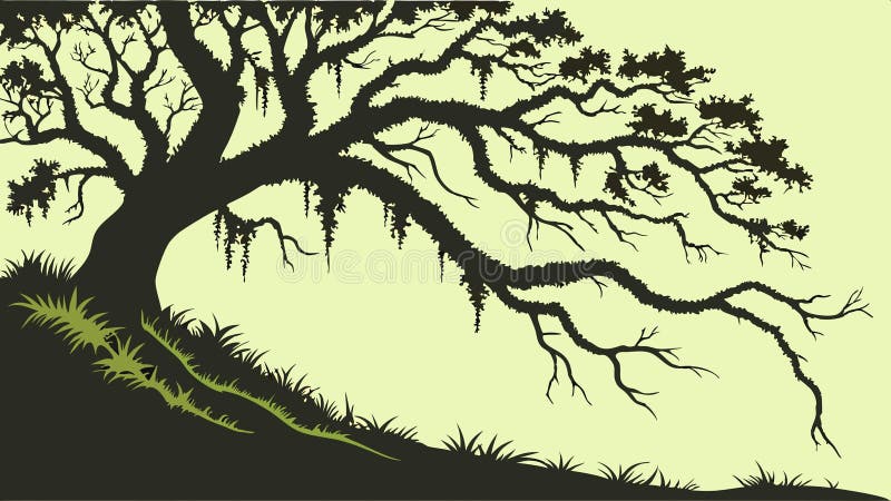 Silhouette of a Gnarly Tree with Intricate Branches Vector Design ...