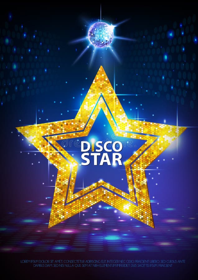 Silhouette of Disco Star Sign on Disco Stage Background Stock Vector - Illustration of disco ...
