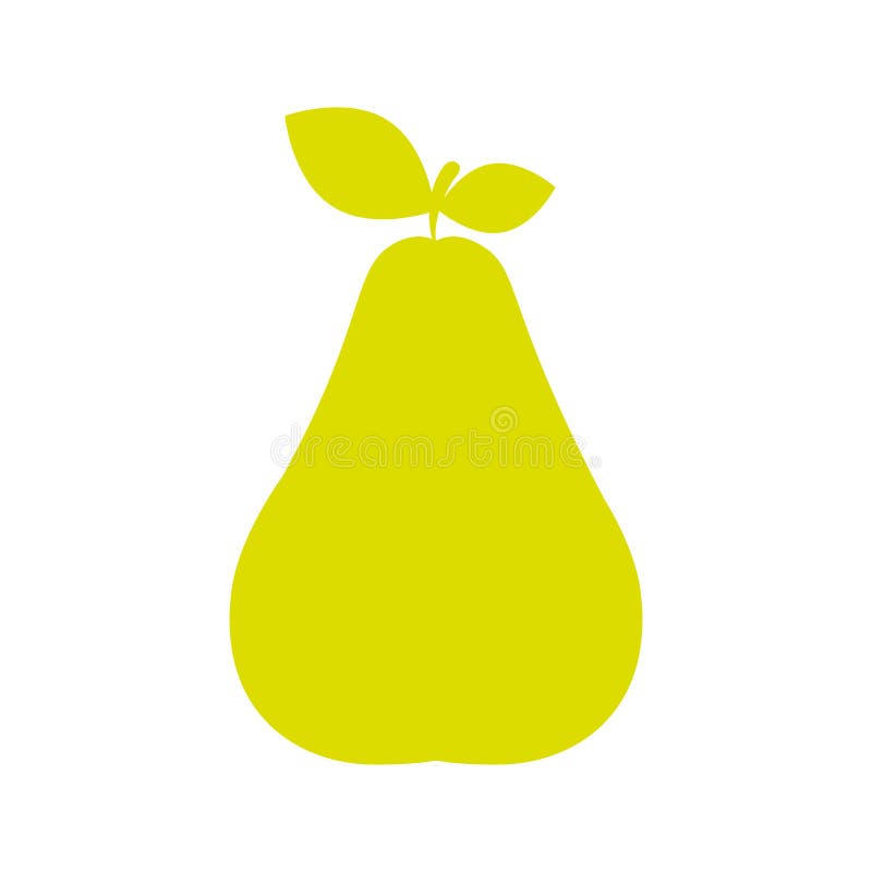 Silhouette Green Color Pear with Stem and Leafs Stock Illustration ...