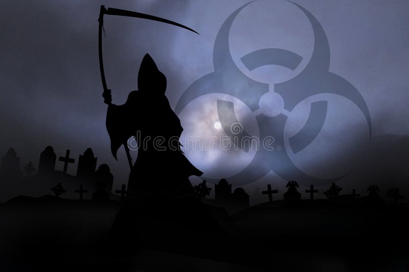 Grim Reaper in Biohazard Graveyard Stock Illustration - Illustration of ...