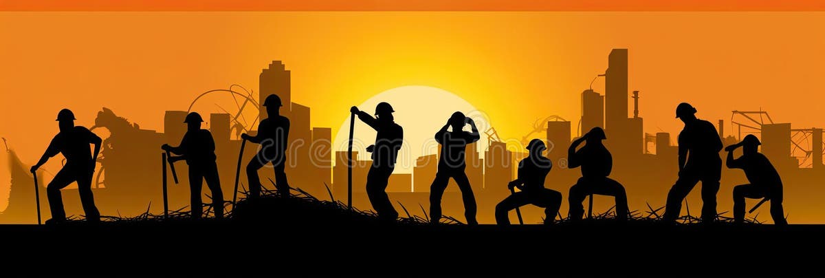 Construction Worker Silhouette Poses Stock Illustrations – 166 ...