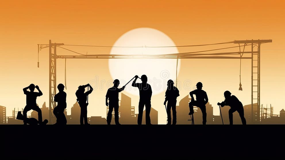 Construction Worker Silhouette Poses Stock Illustrations – 168 ...