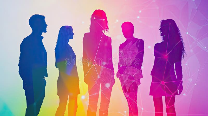 Silhouette Group of Diverse People. Teamwork, Community, and Connection ...