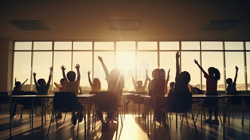 Silhouette of a Group of Students in Deep Thought, Showcasing Their ...