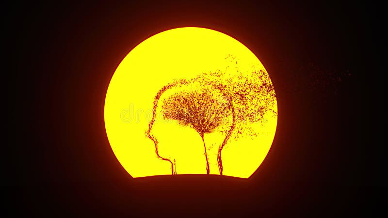 Silhouette of Growing Tree in a Shape of Human Brain Inside a Head. Eco ...