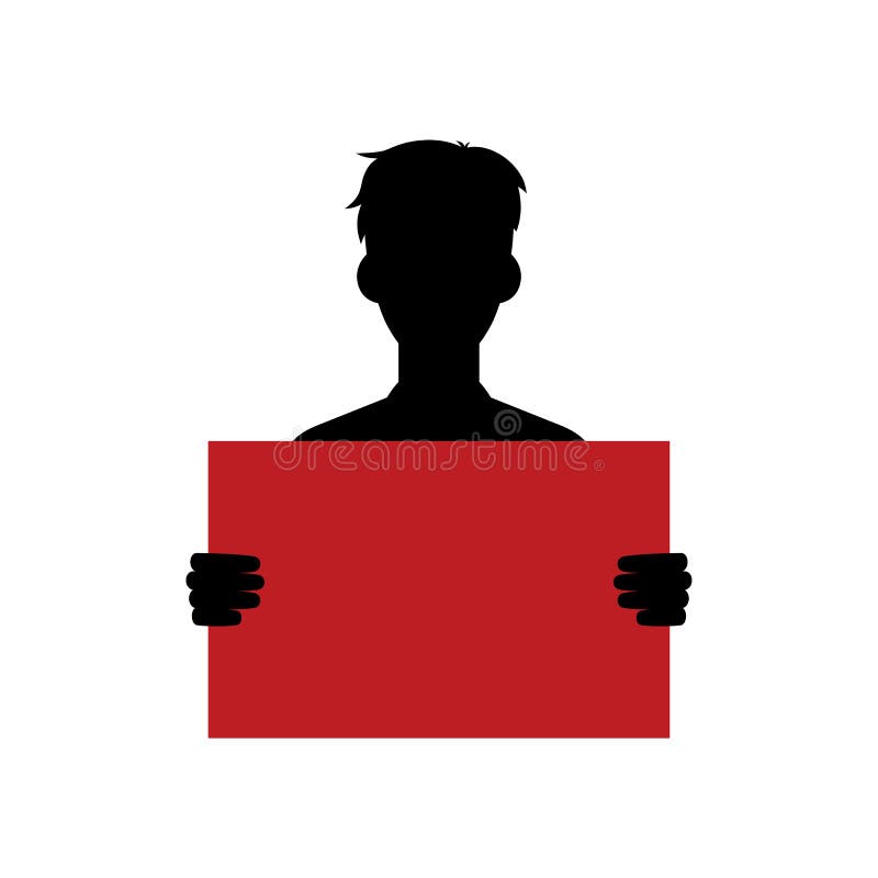Silhouette Guy Holding Blank Sign Stock Vector - Illustration of ...