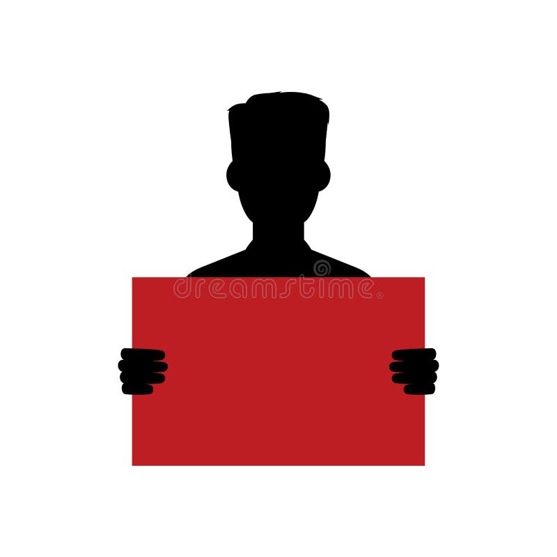 Silhouette Guy Holding Blank Sign Stock Vector - Illustration of sign ...