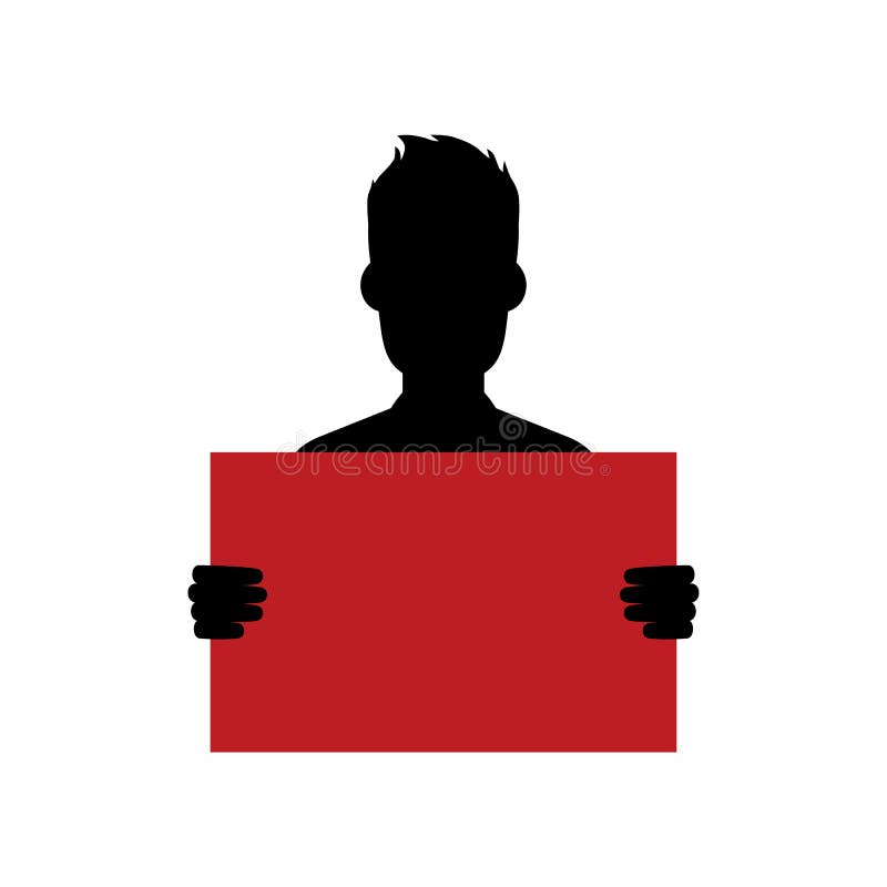 Silhouette Guy Holding Blank Sign Stock Vector - Illustration of sign ...